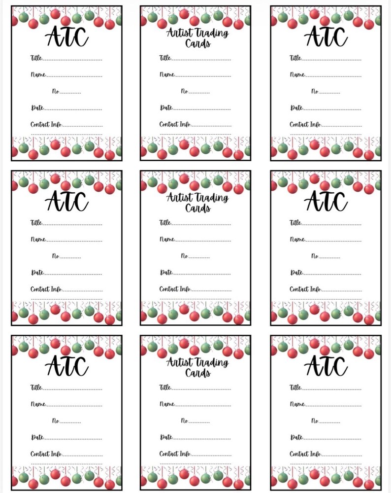 Artist Trading Card (ATC) Back Printable: Series 4 (1 PDF File) - Etsy
