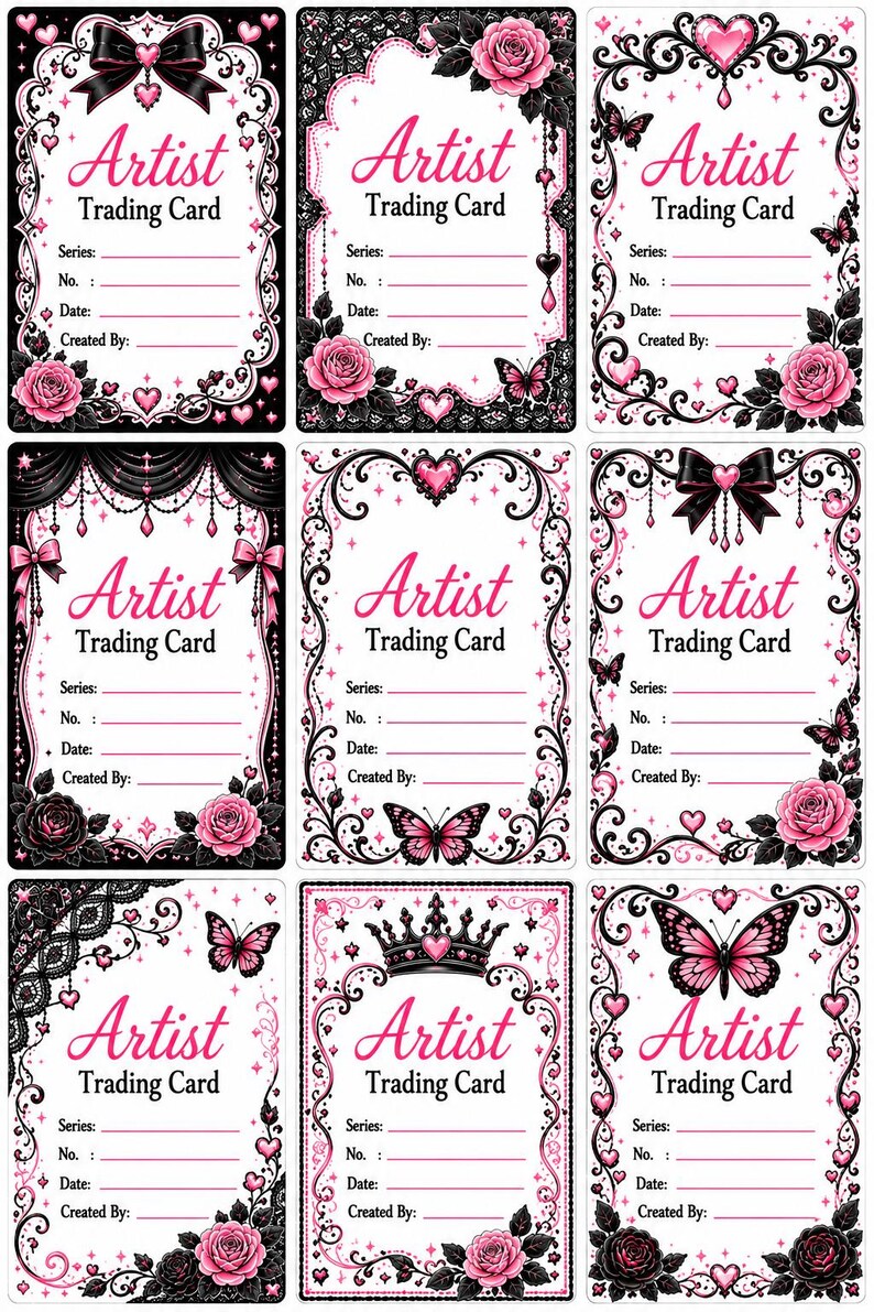 Pink Gothic Printable ATC BACKS (3 PDF Files) - Etsy