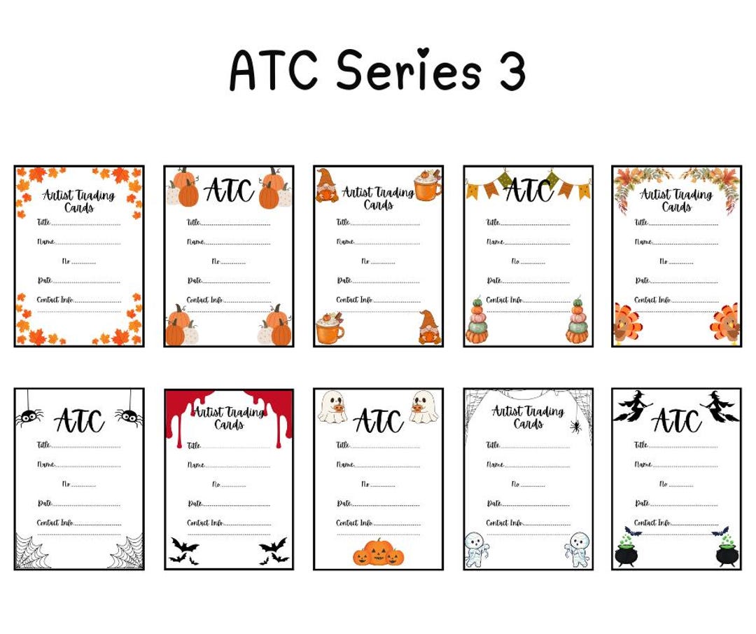 Artist Trading Card (ATC) Back Printable: Series 3 (1 PDF File) - Etsy
