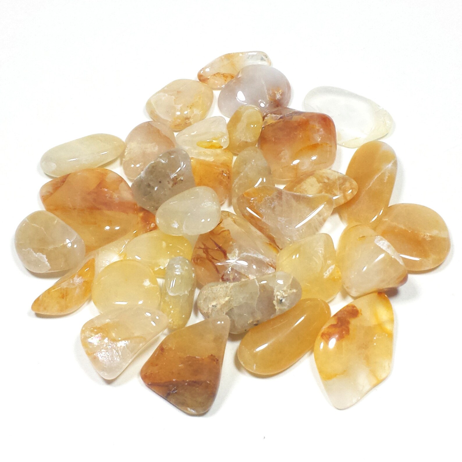Golden Quartz Tumbled Polished Crystal Stone 7 Piece Set Avg - Etsy France