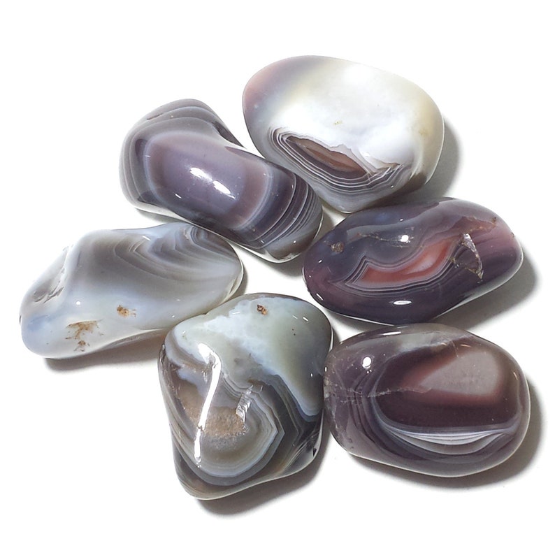 Jewelry Making & Beading Avg Size 1.6 Inch Gray Botswana Agate Tumbled ...