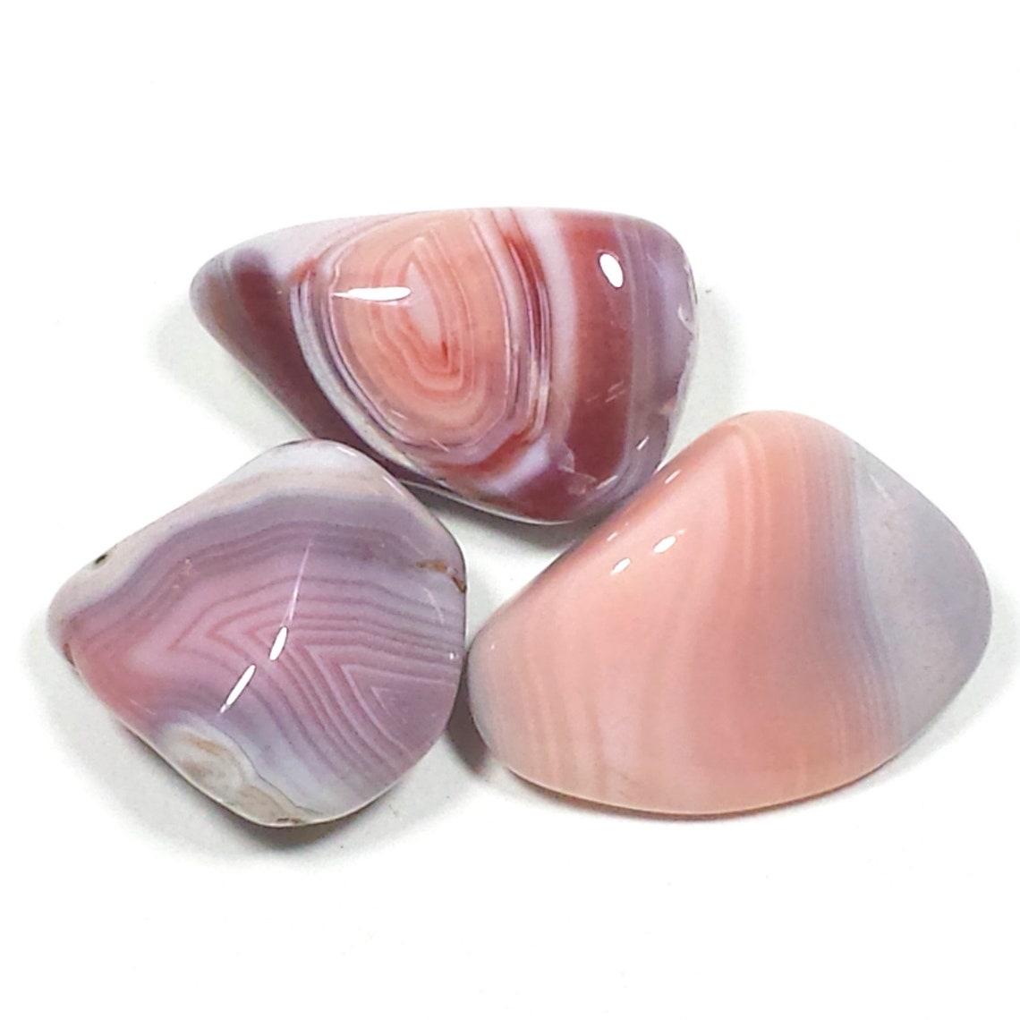 Pink Botswana Agate Tumbled Polished Crystal Stone 3 Piece | Etsy
