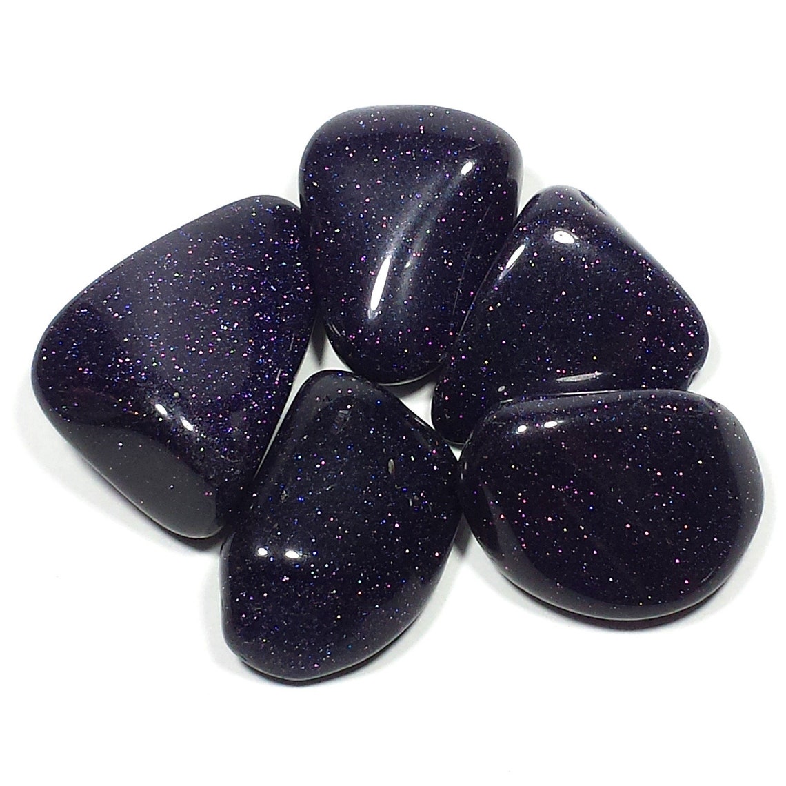 Blue Goldstone Tumbledpolished Crystal Stone 5 Piece Set Avg | Etsy