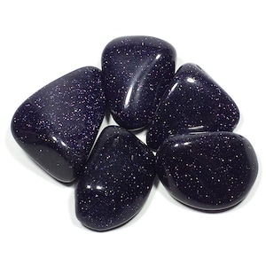 Blue Goldstone Tumbledpolished Crystal Stone, 5 Piece Set, Avg Sizes 1. ...
