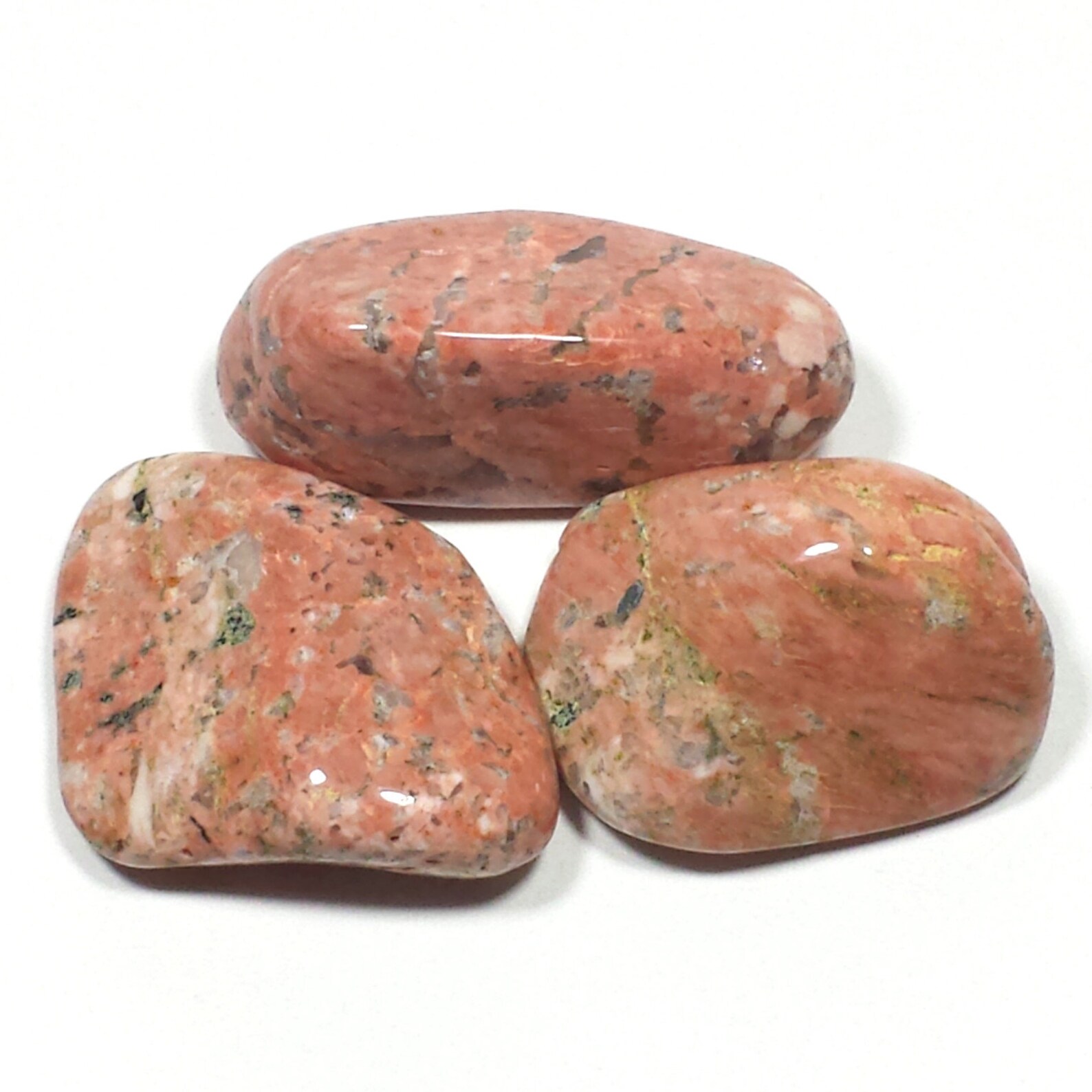 Epidote in Matrix Tumbled Polished Crystal Stone 3 Piece Set | Etsy