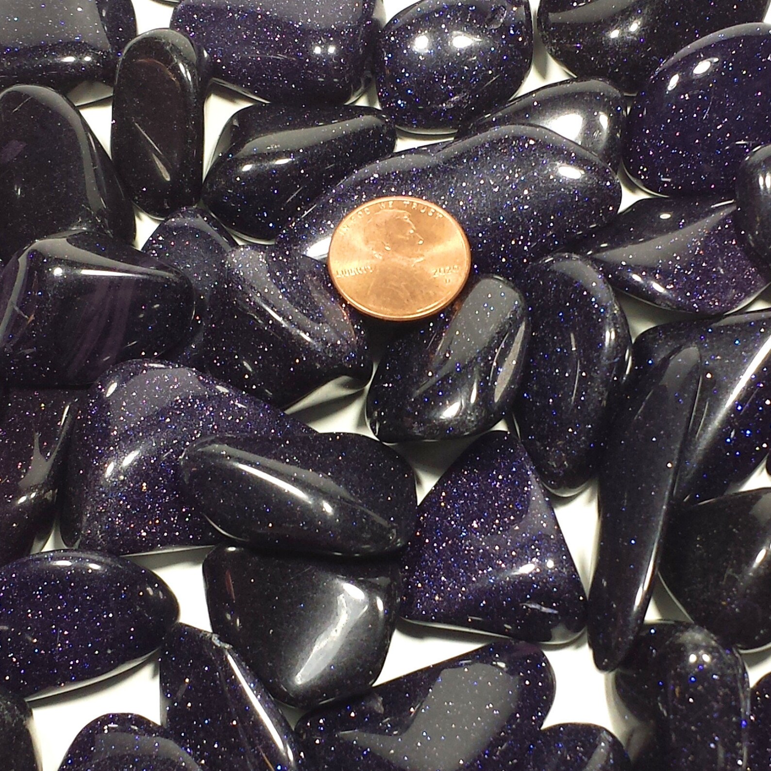 Blue Goldstone Tumbledpolished Crystal Stone 5 Piece Set Avg | Etsy