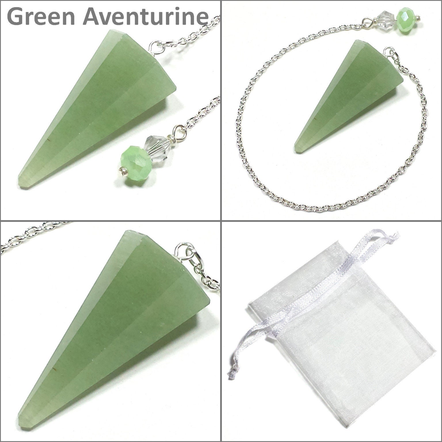 Faceted Point Crystal Pendulums With Czech Glass Finger Grips - Etsy Sweden