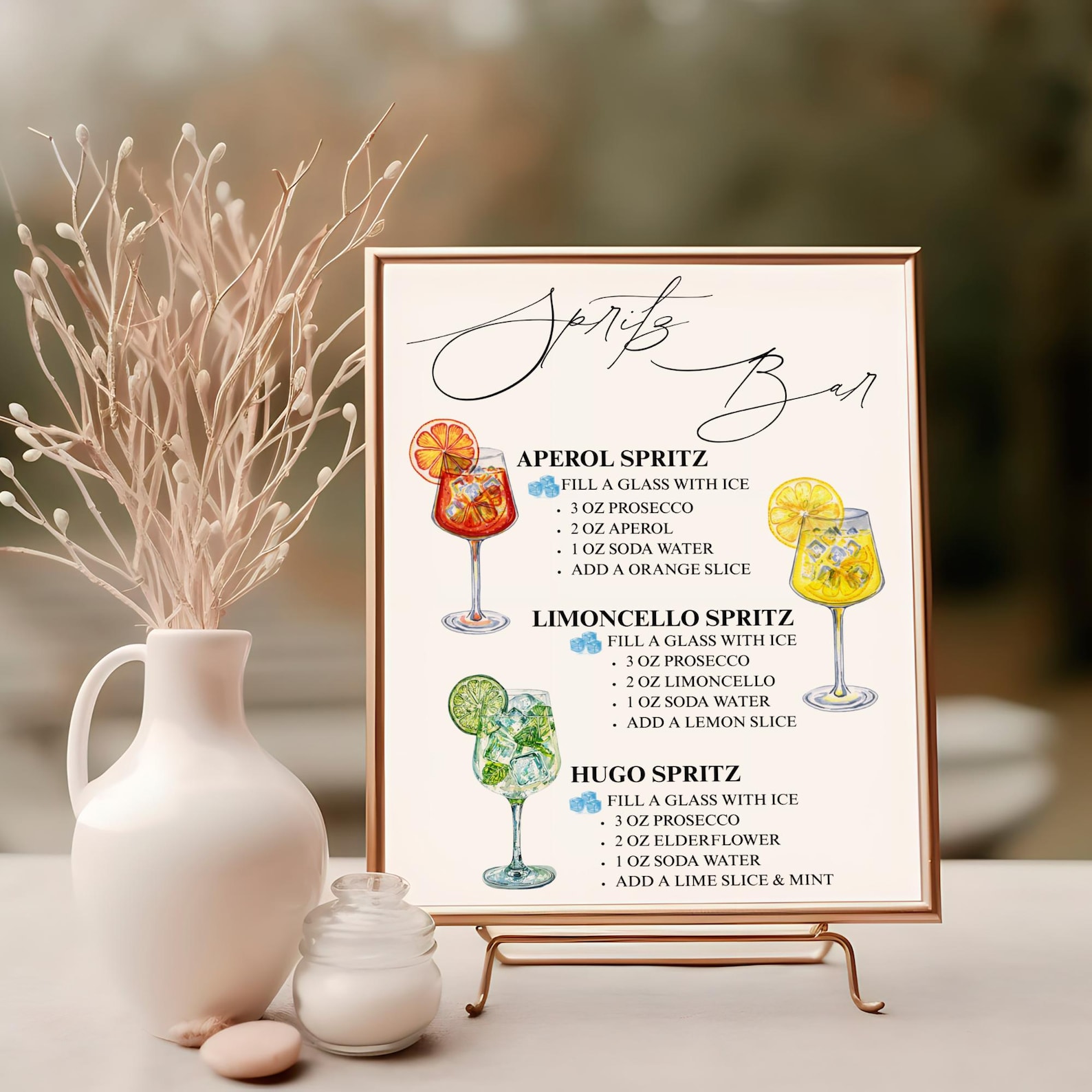 Editable Spritz Bar Sign: Wedding Cocktail Menu Canva Template (digital ...