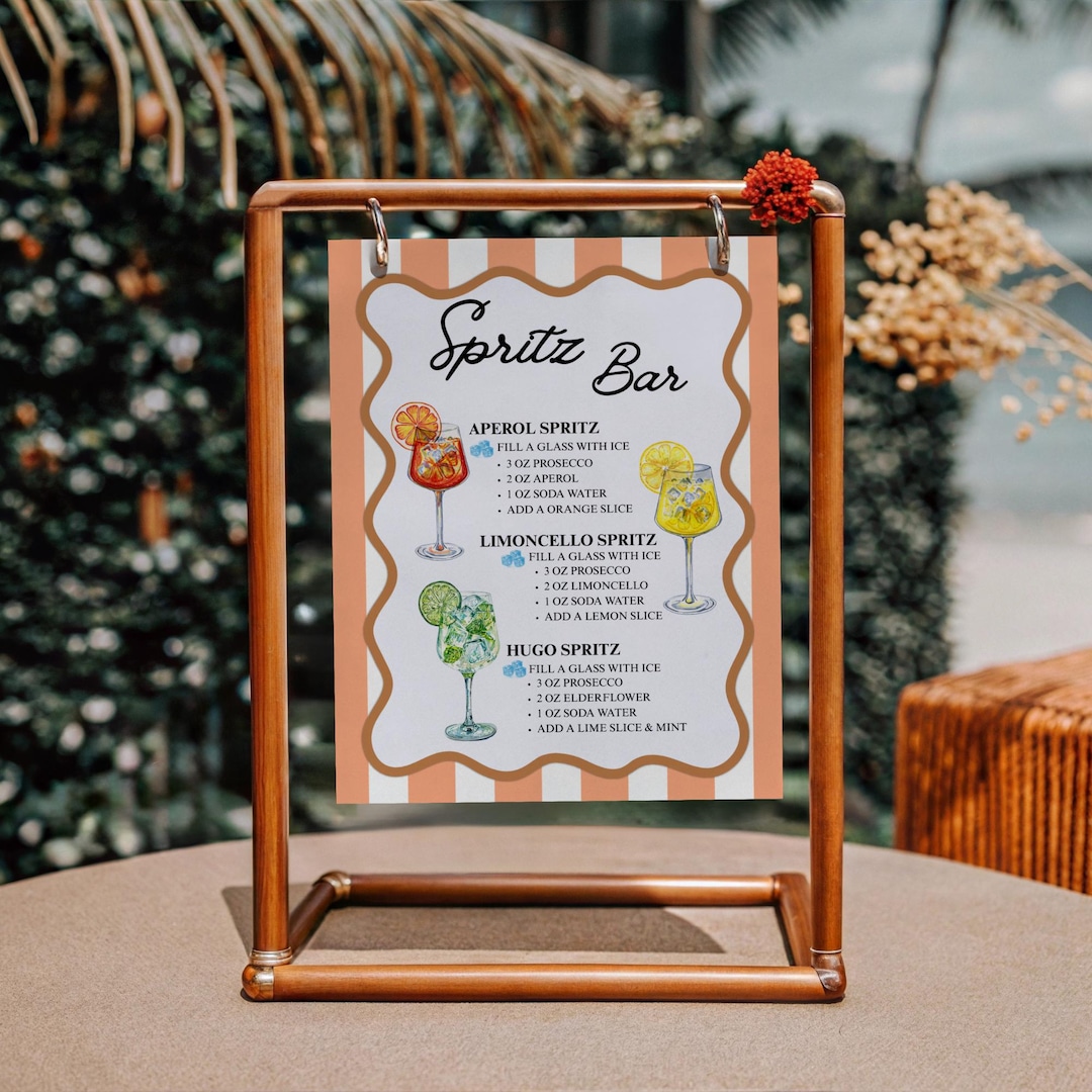 Spritz Bar Menu Sign: Aperol, Hugo, Limoncello Cocktails (editable ...