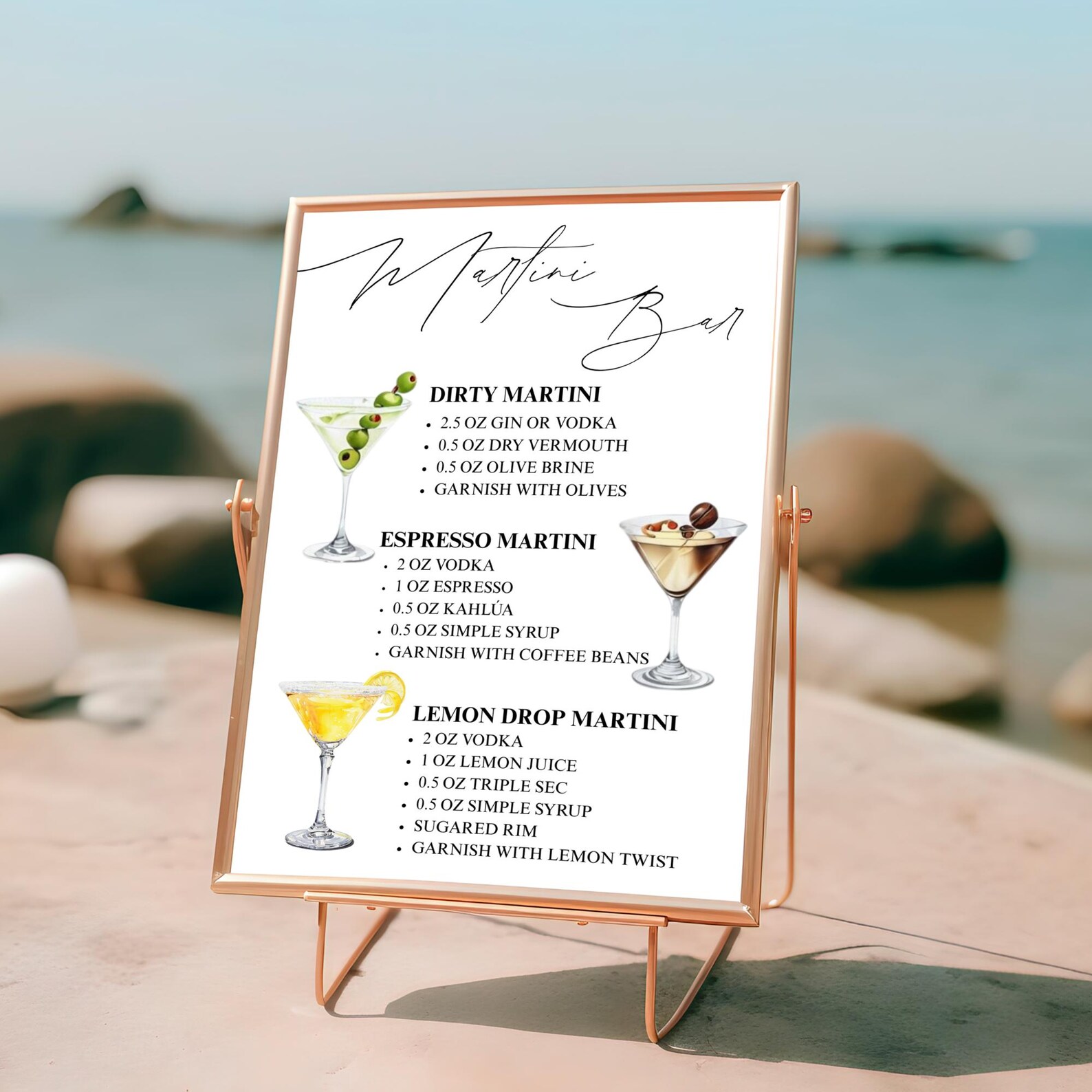 Martini Bar Sign, Martini Bar Menu Sign, Signature Cocktail Drink Sign ...