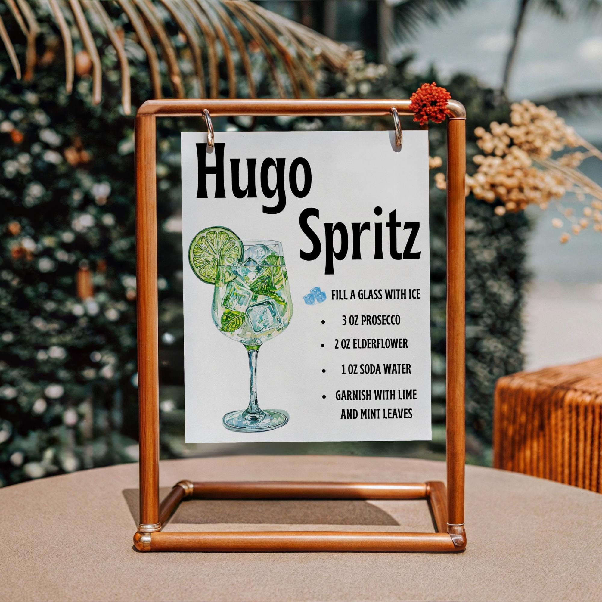 Hugo Spritz Bar Sign: DIY Cocktail Recipe Template (canva Editable ...