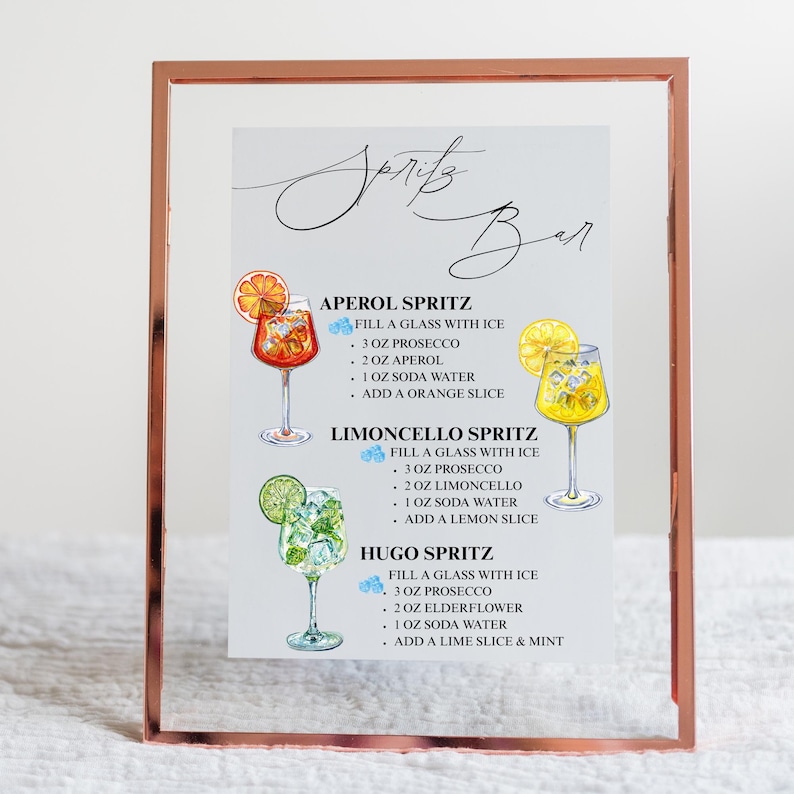 Spritz Bar Sign, Editable Signature Cocktail Drink Sign, Wedding Bar ...