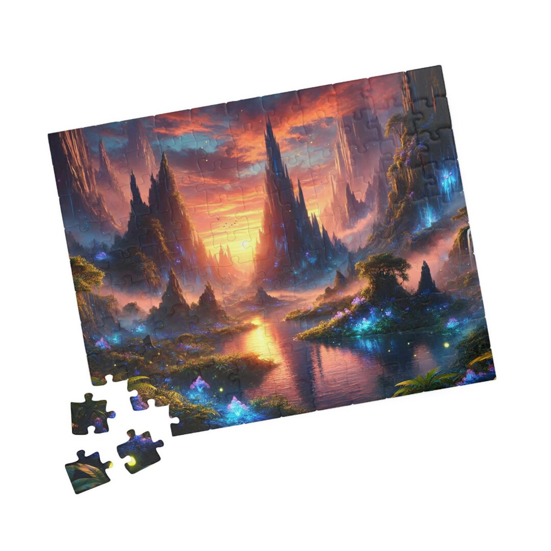 Fantasy Landscape Puzzle - Enchanting 1000-piece Mountain Sunset Jigsaw ...