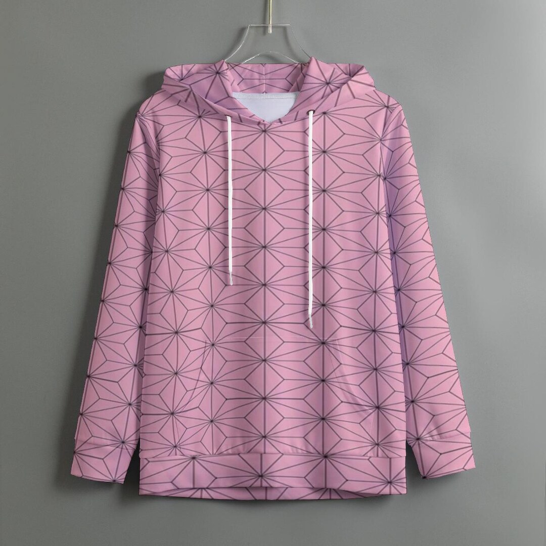Nezuko Hoodie | Pink Asanoha Pattern | Anime Cosplay Sweatshirt | Demon ...