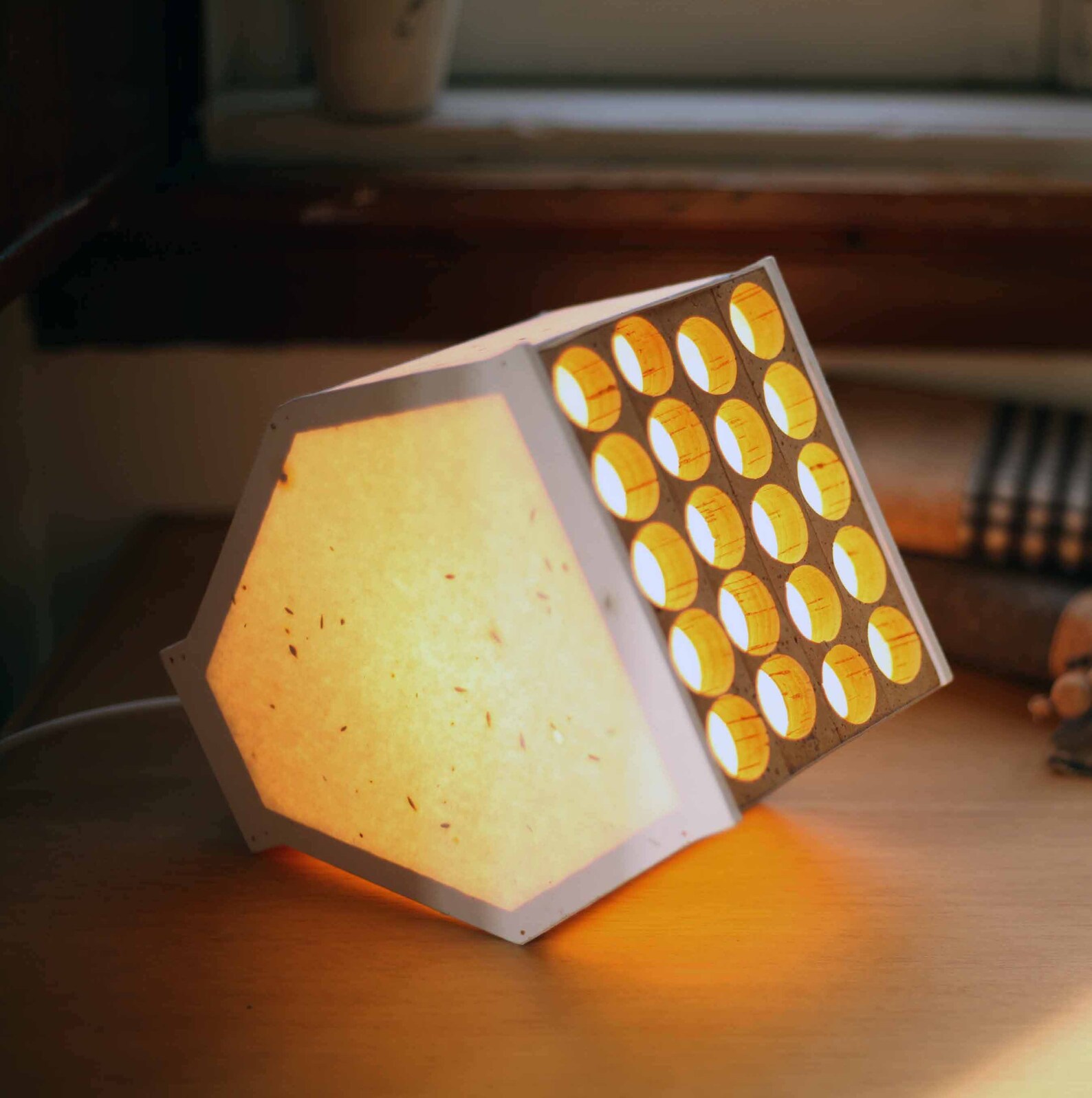 Reading and Table Lamp. Handcrafted Cotton Paper & Cork Furniture; Lamp ...