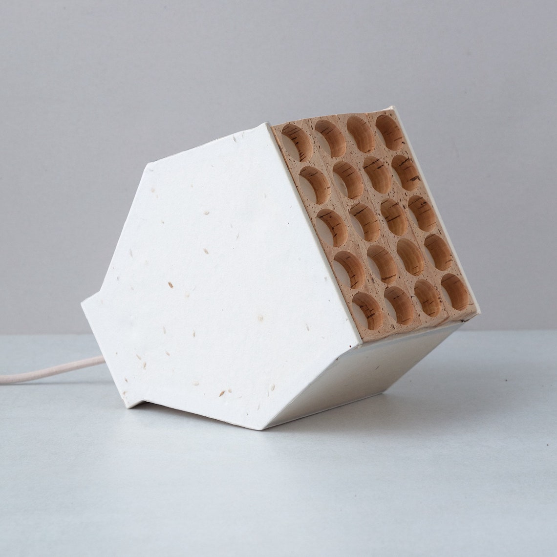 Reading and Table Lamp. Handcrafted Cotton Paper & Cork Furniture; Lamp ...