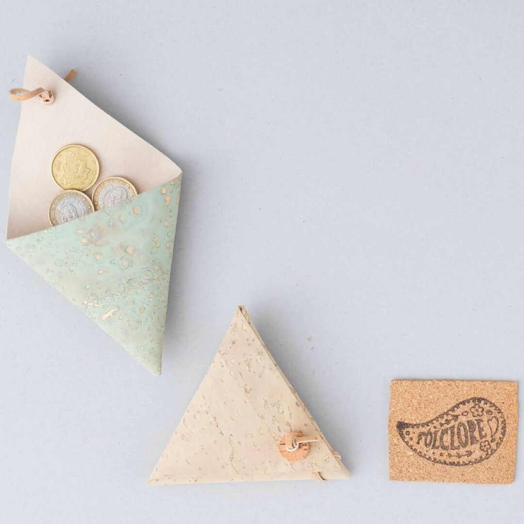 Cork Triangle Coin Purse Wallet - Sustainable Vegan Portuguese Gift ...