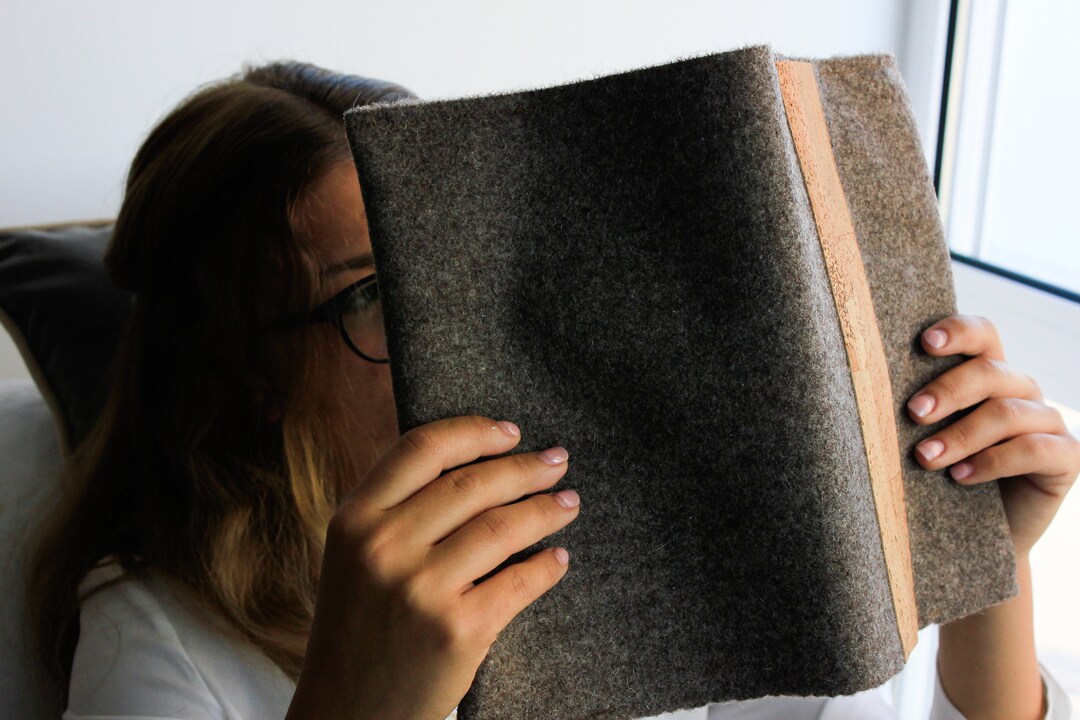 Burel and Cork Fabric Book Cover. Handmade Journal Case With Portuguese ...