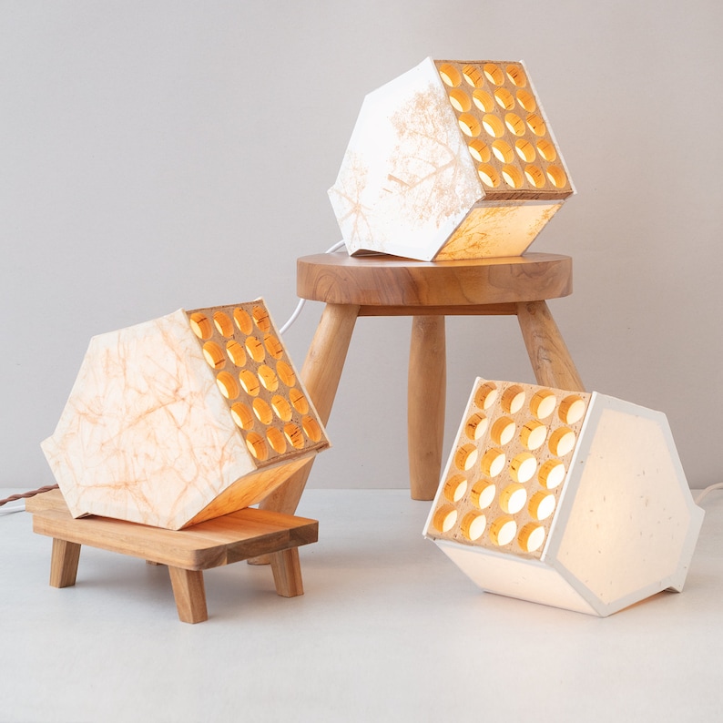 Handmade Cork & Paper Lamp Desk. Made W/ Recycled Cotton Paper and Cork ...