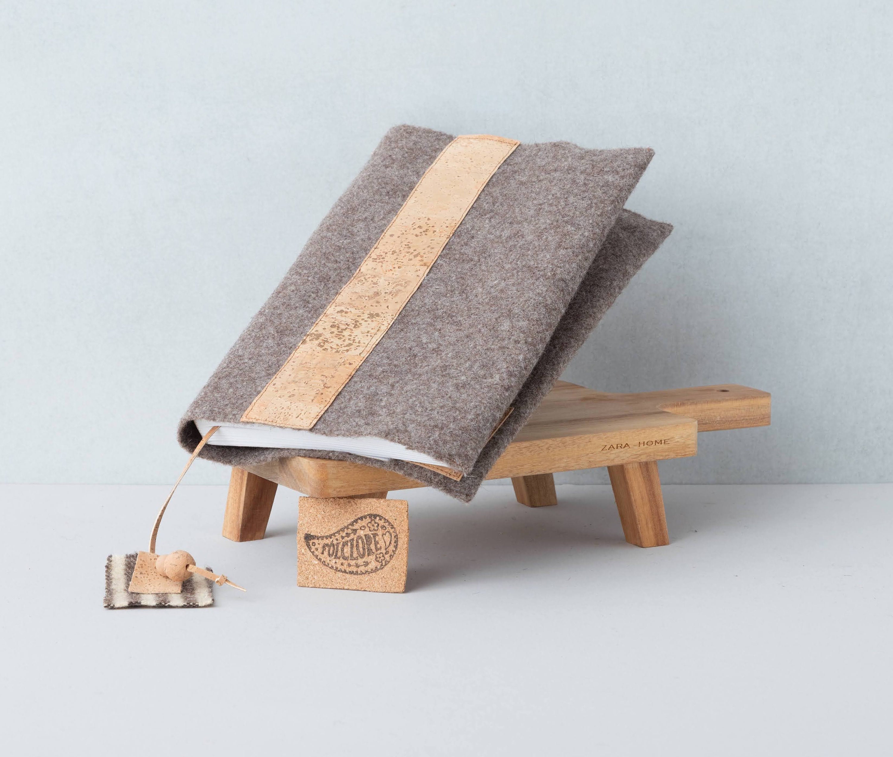 Burel and Cork Fabric Book Cover. Handmade Journal Case With Portuguese ...