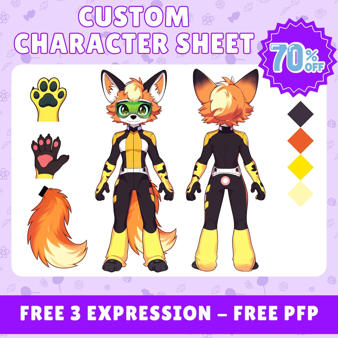 Character Reference Sheet for OC, Furry, Vtuber, Dnd, Fan Art - Etsy