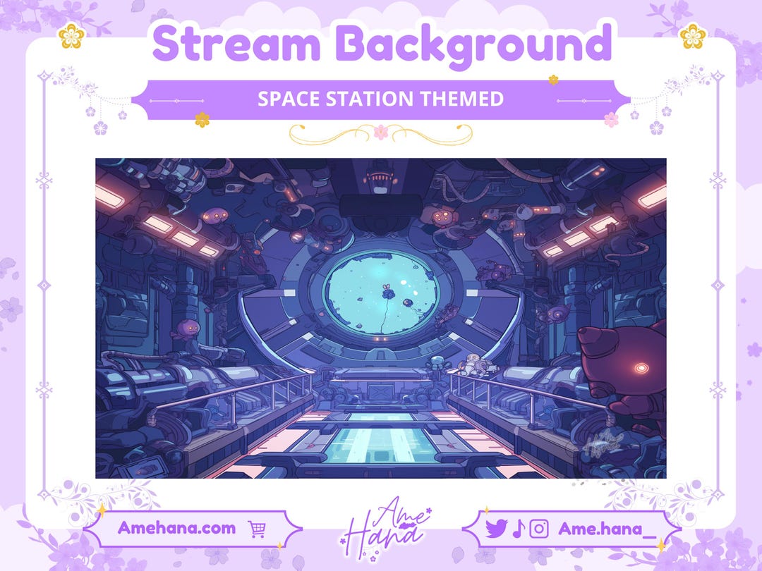 Space Station Stream Background: Unique Vtuber Twitch Backdrop (digital ...