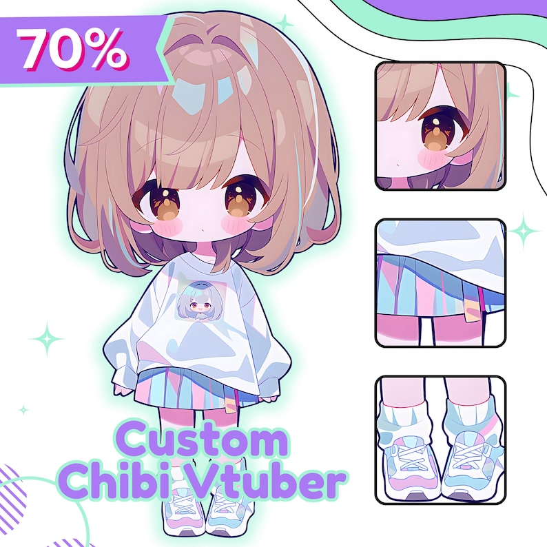 Custom Live2d Chibi Vtuber Model | Editable + Rigging | Fully ...