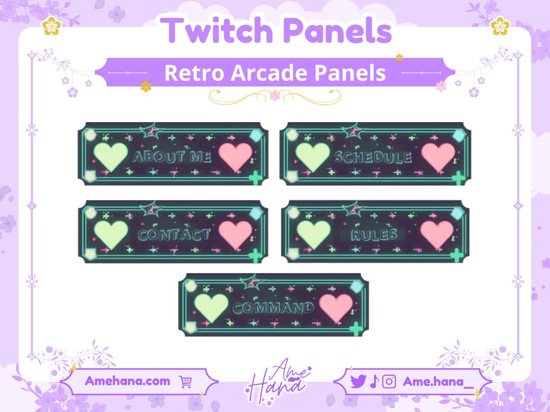 Twitch Panels - Retro Arcade Panels, Twitch Panel Pack, Kawaii Twitch ...