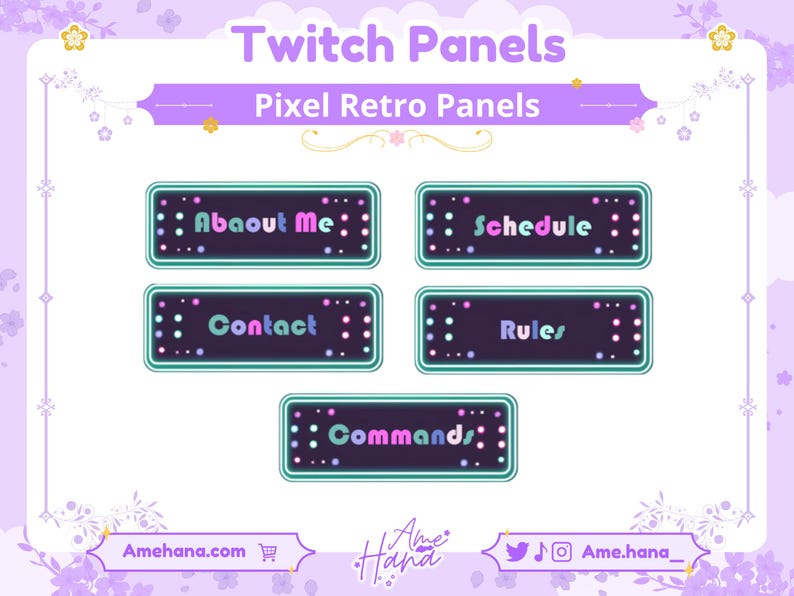 Twitch Panels - Pixel Retro Panels, Twitch Panel Pack, Kawaii Twitch ...