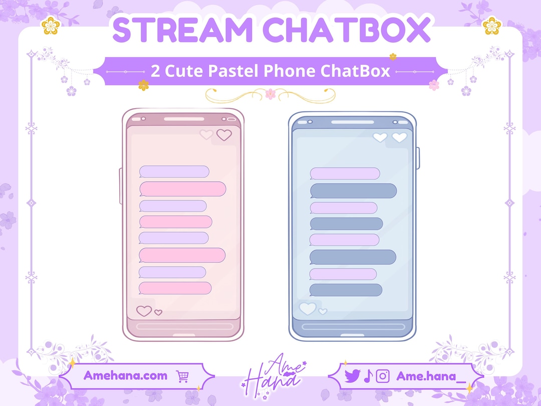 2 Cute Pastel Phone Twitch Chatbox, Cute Chat Box Streamers, Chat Box Overlay, Chat Box Widget ...