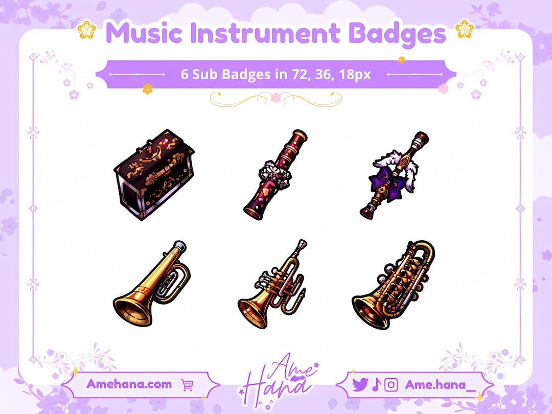 Music Instrument Sub Badges Set, Sub Badges, Twitch Sub Badges, Bit ...