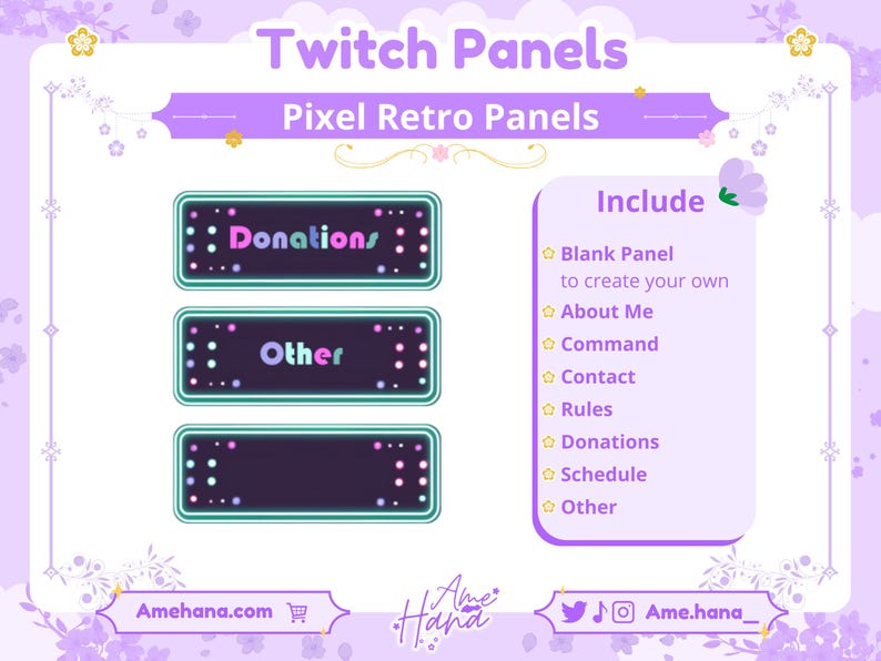 Twitch Panels - Pixel Retro Panels, Twitch Panel Pack, Kawaii Twitch ...