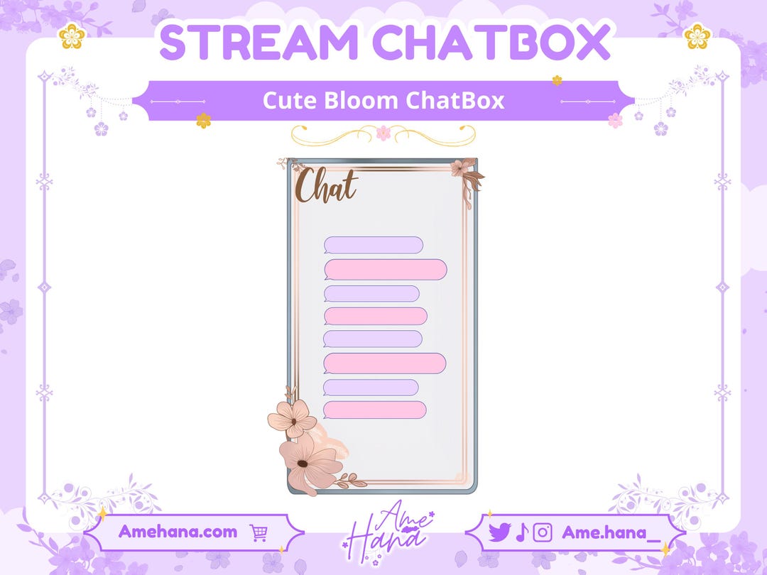 Cute Bloom Flower Chatbox, Cute Chat Box Streamers, Chatbox Overlay, Chat Box Widget, Stream ...
