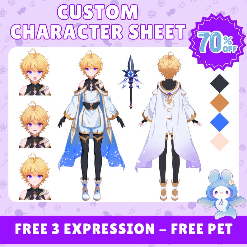 Custom Character Reference Sheet for OC, Furry, Vtuber, Dnd, Fan Art - Etsy