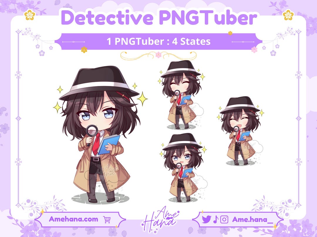 Chibi Detective Pngtuber Model: Ready to Use Stream Asset - Etsy