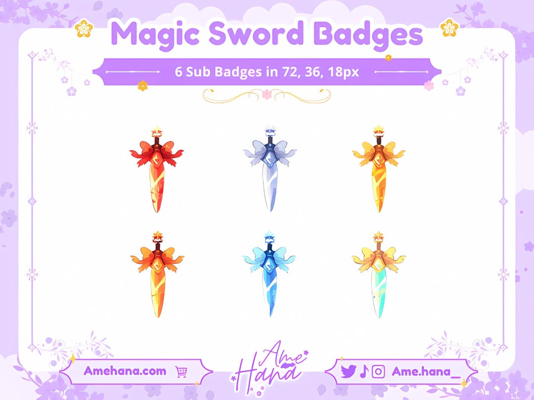 Magic Sword Twitch Sub Badges, Streaming Asset (6) - Etsy