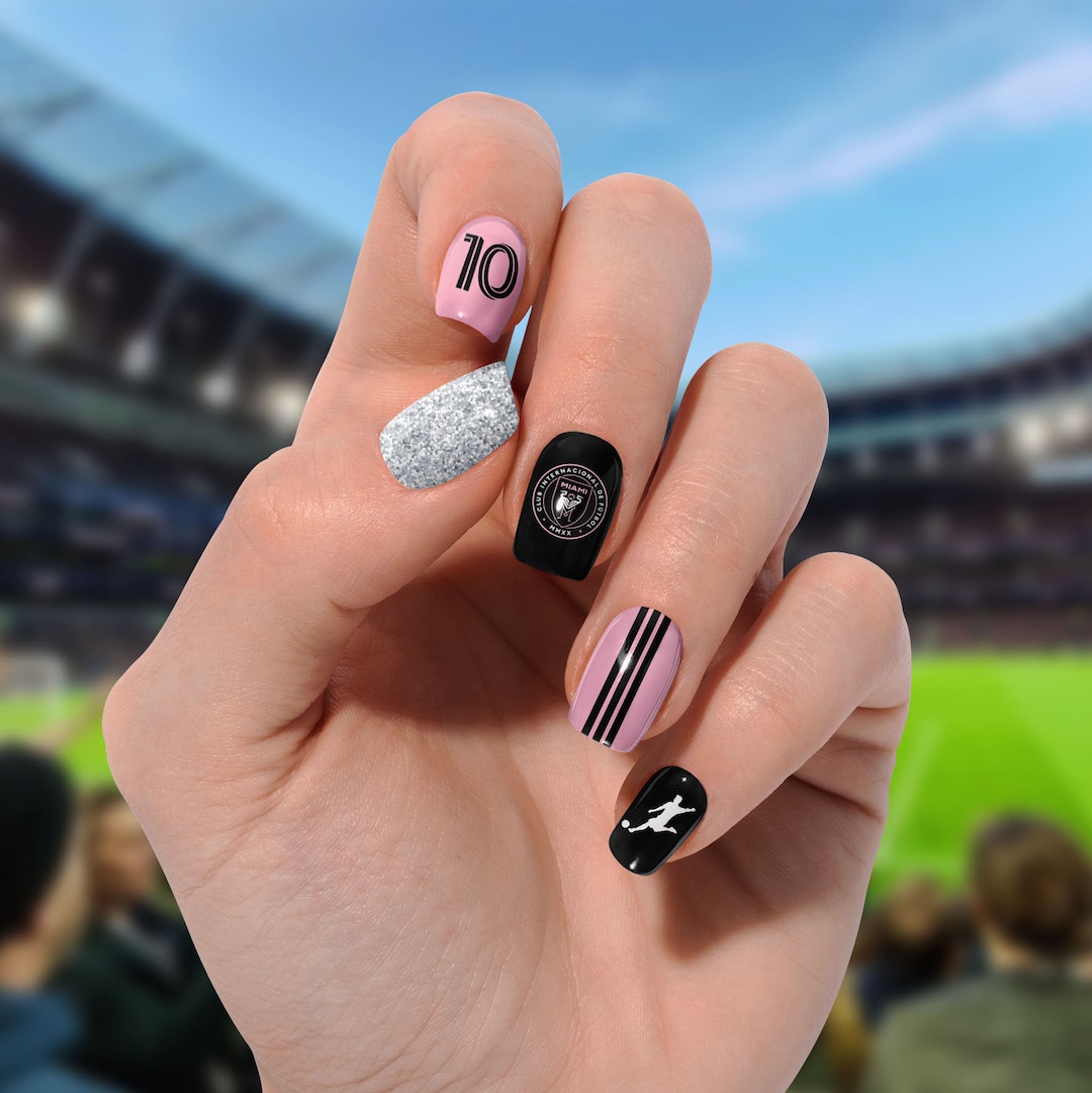 Custom Soccer Inter Miami Press on Nails 10pcs Set Hand Made the Herons ...