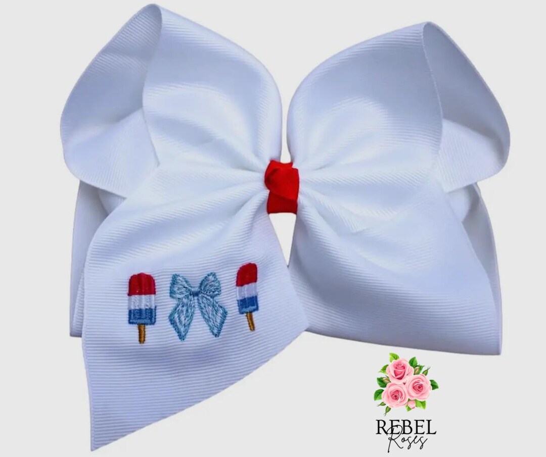Girl’s 4th of July Bomb Pop 4” Aligator Clip Hair Bow, Memorial Day ...
