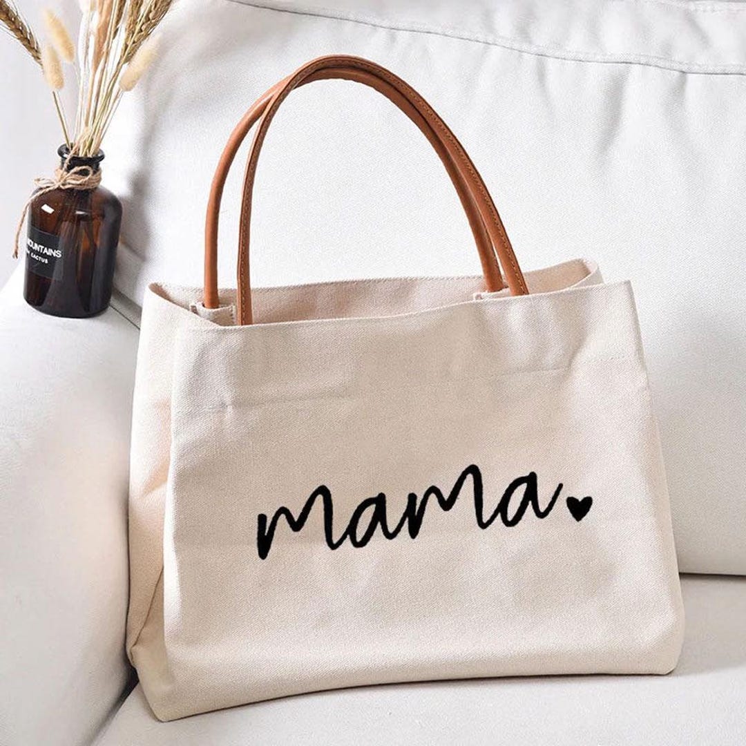 Personalized Embroidered Canvas Tote Bag: Custom Letter Print - Etsy