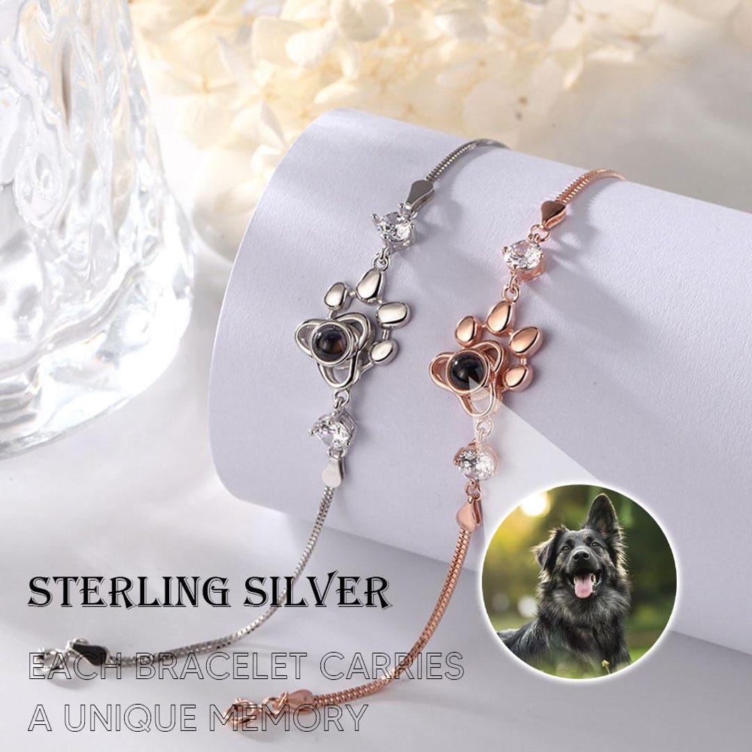 Sterling Silver Photo Projection Bracelet: Custom Pet Memorial Gift - Etsy