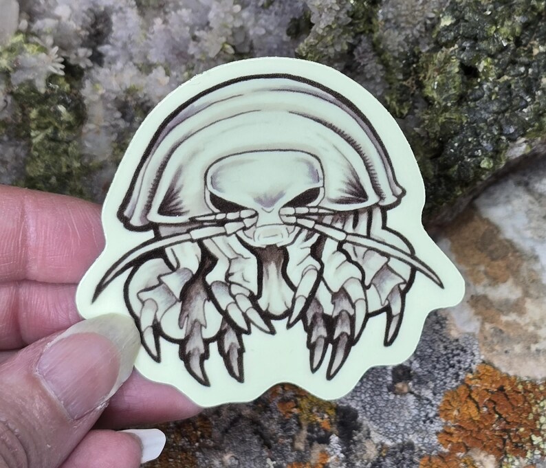 Glow in the Dark Deep Sea Isopod Sticker: Waterproof Glossy Sea Bug Art ...