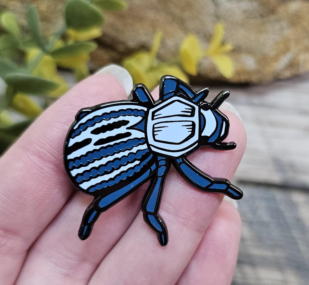 Hard Enam Pin - Blue Feigning Death Beetle - BFDB Insect Bug ...