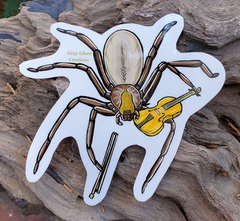 Brown Recluse With a Golden Fiddle Sticker 4 Inch Glossy - Etsy
