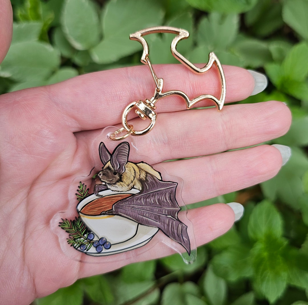 Townsends Big Eared Bat and Juniper Tea Keychain - Acrylic Keychain ...