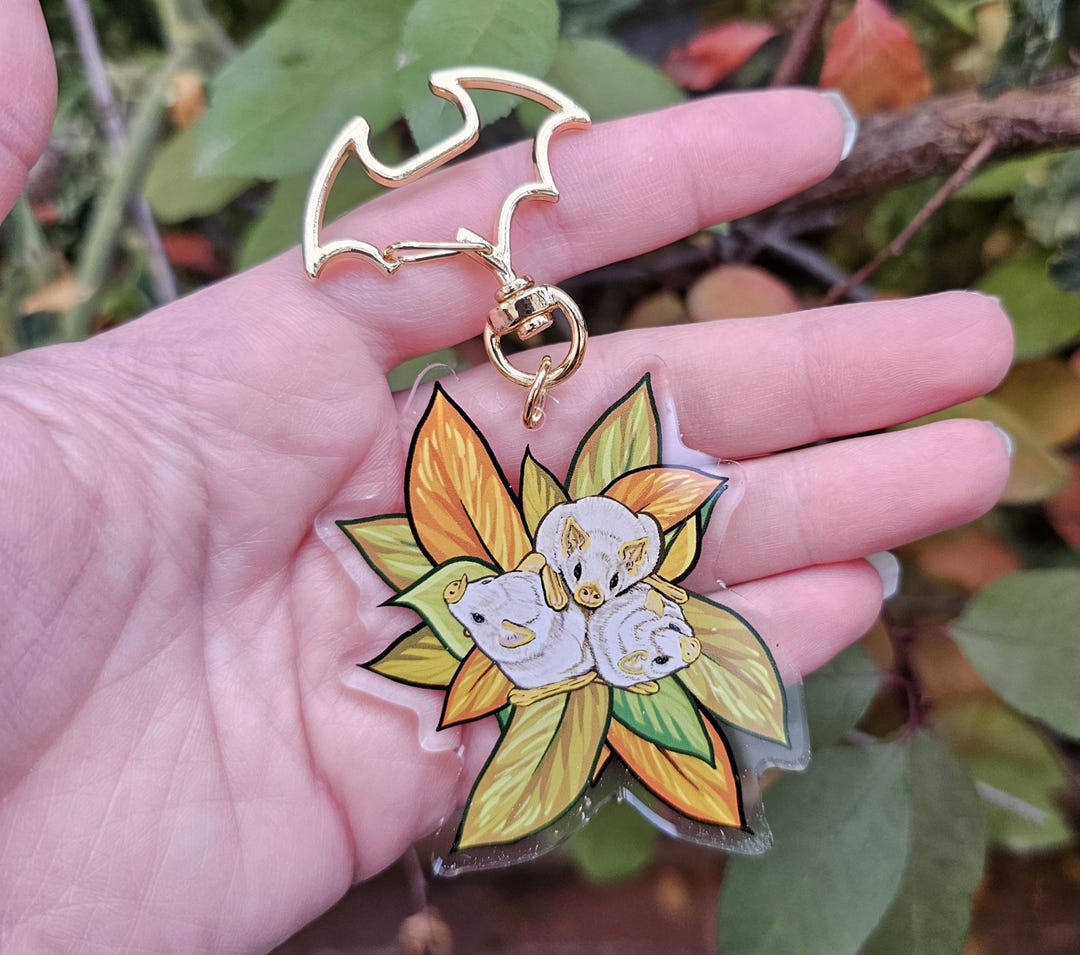 Honduran White Bat Keychain - Acrylic Keychain Accessory Wildlife ...