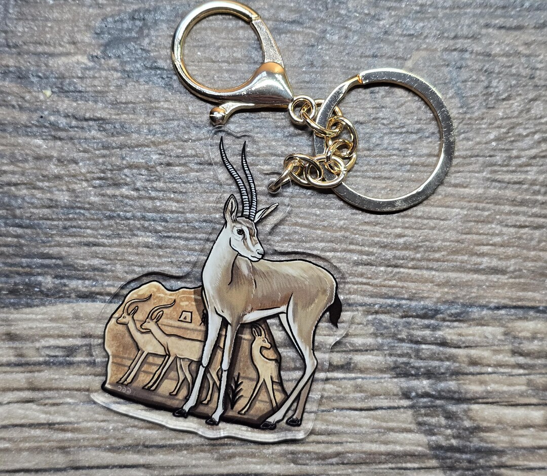 Egyptian Slender Horned Antelope Keychain - Acrylic Keychain Accessory ...