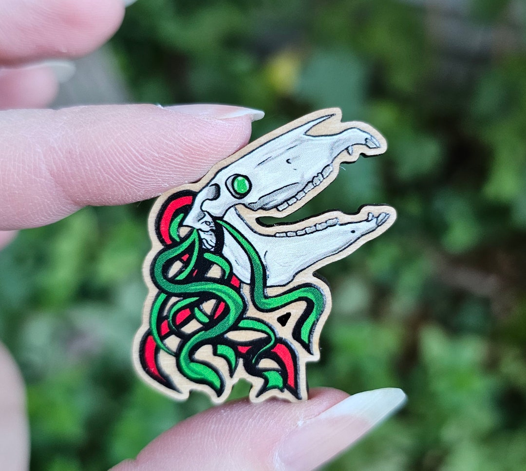 Wooden Pin - Mari Lwyd Welsh Horse Skull Christmas Tradition - Made ...