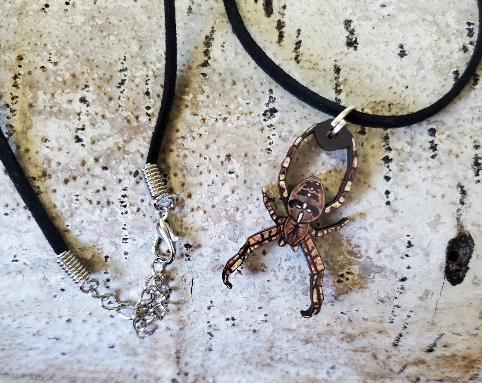 Barn Orb Weaver Spider Wooden Pendant and Necklace Arachnid - Etsy