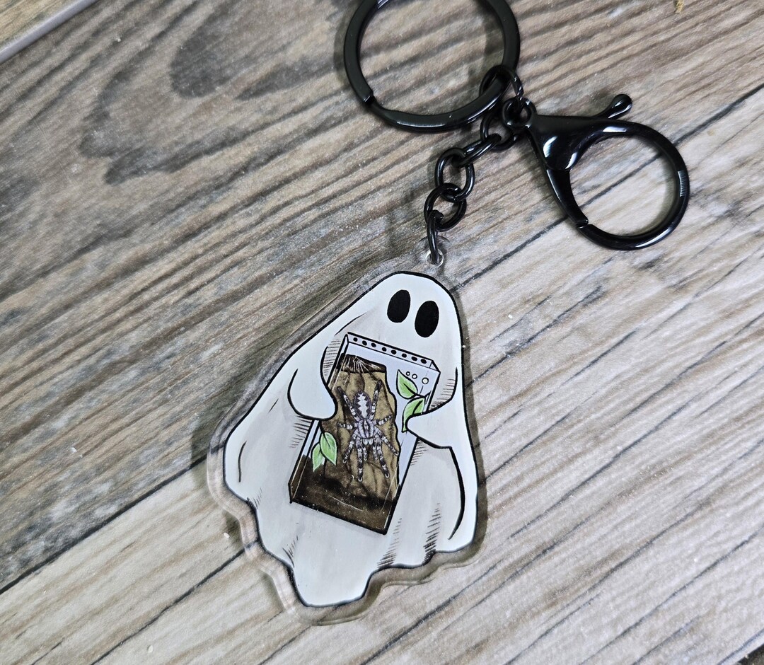 Ghost Ornamental Tarantula Acrylic Keychain - Halloween Spider ...