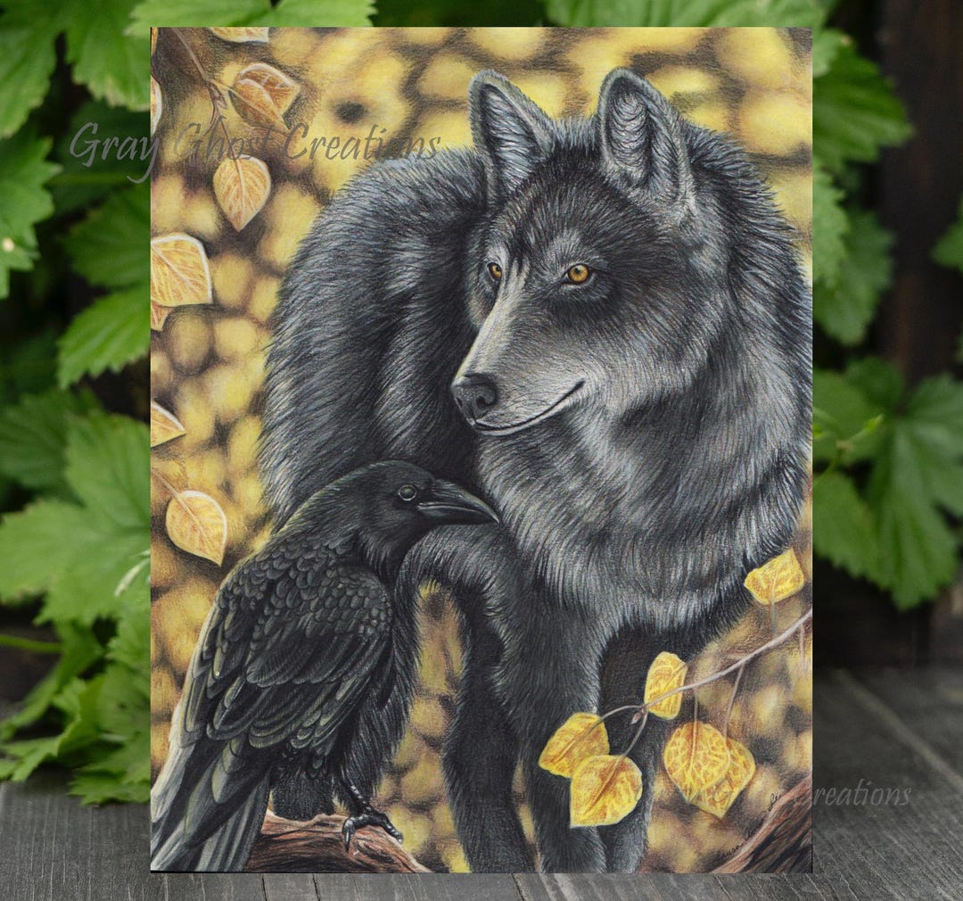 Wolf and Raven Fine Art Print: Native American Forest Spirits - Etsy